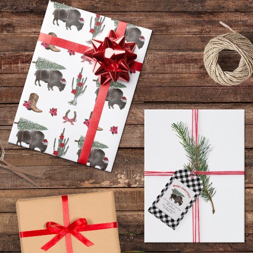 Bison Christmas Tree Ranch Wild West Christmas Wra Wrapping Paper | Zazzle