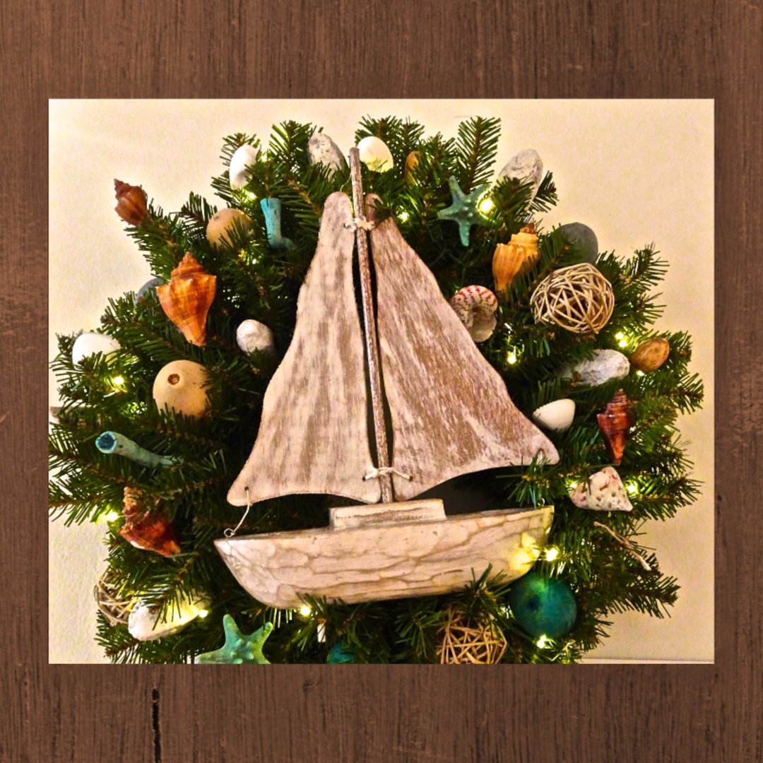 Tropical Coastal SEAS & Greetings Beach Christmas Holiday Card | Zazzle