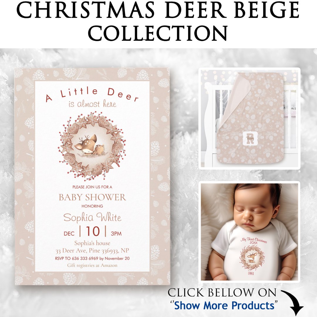 Cute Deer Christmas Baby Shower Welcome Sign | Zazzle
