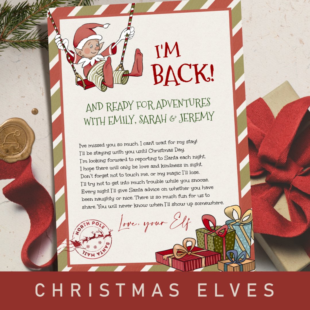 Elf Letter "I'm Back" for Christmas Invitation | Zazzle
