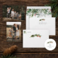 Simple Merry Christmas Script 3 Photo Holiday Card | Zazzle