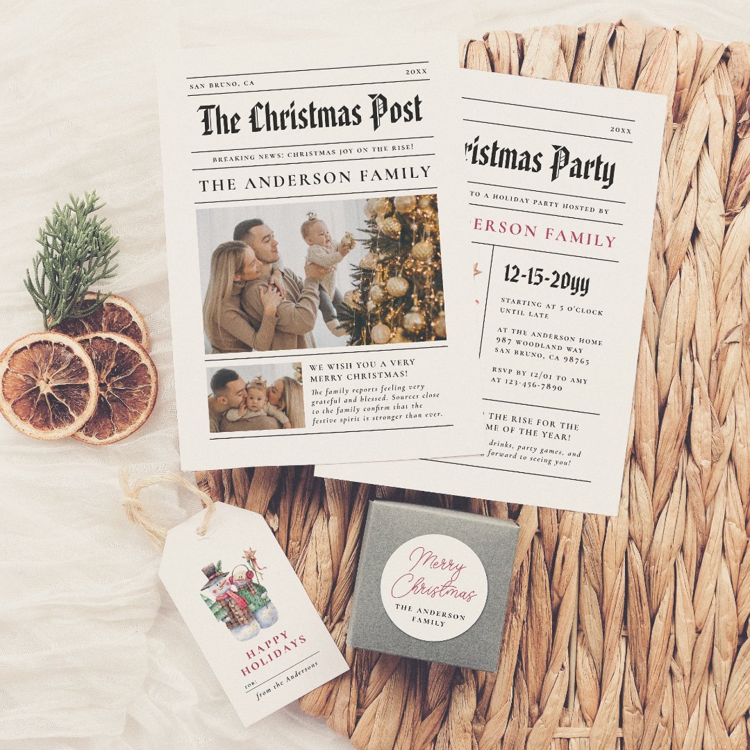Christmas Newspaper | Fun Snowman Holiday Party Invitation | Zazzle