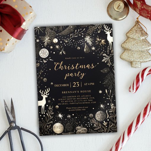 Christmas Party Elegant Festive Holiday Invitation | Zazzle