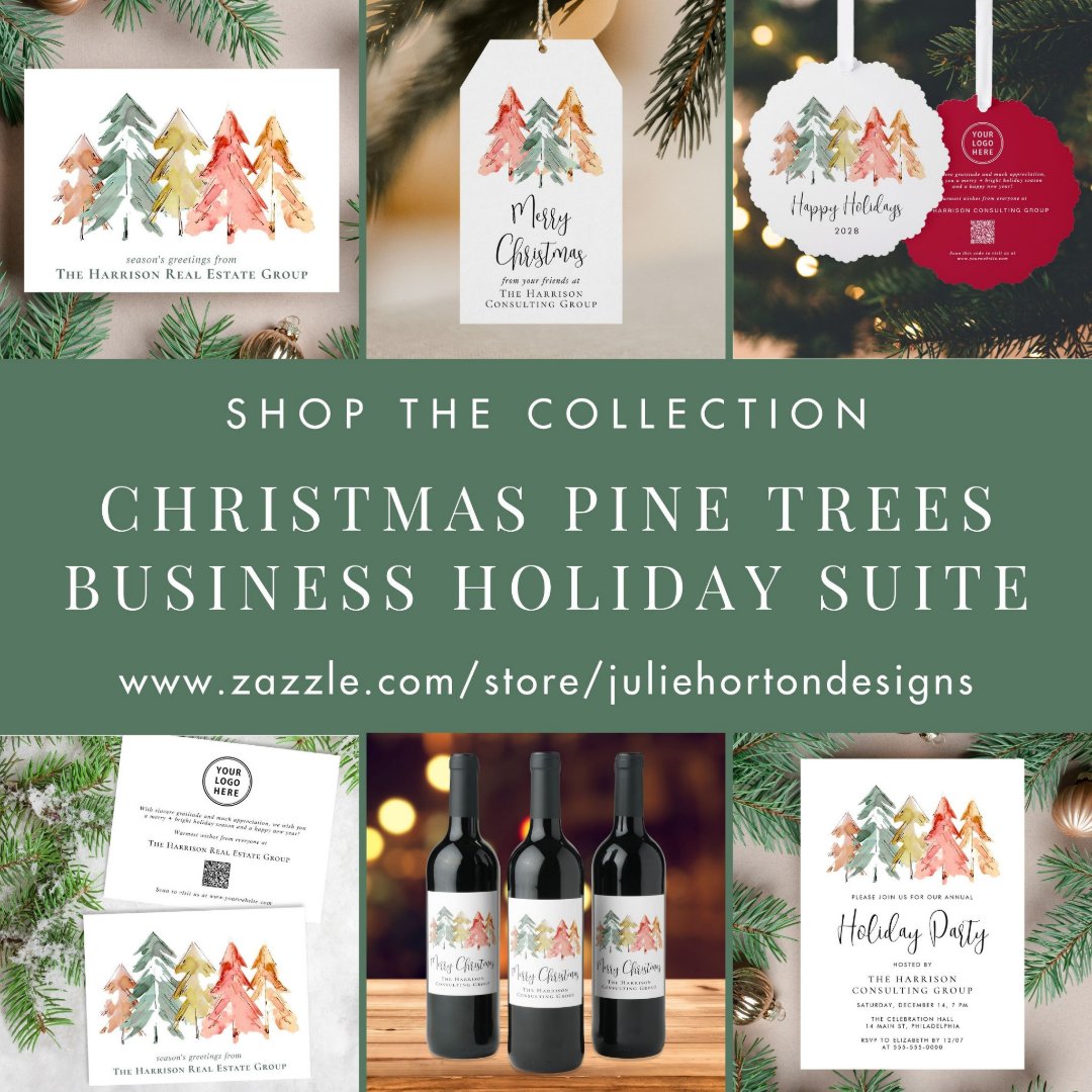 Elegant Business Logo QR Code Corporate Christmas Holiday Card | Zazzle