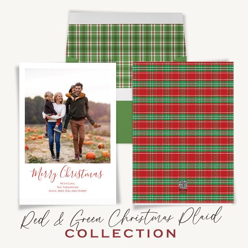 Merry Christmas Holiday Red Green Country Plaid | Zazzle
