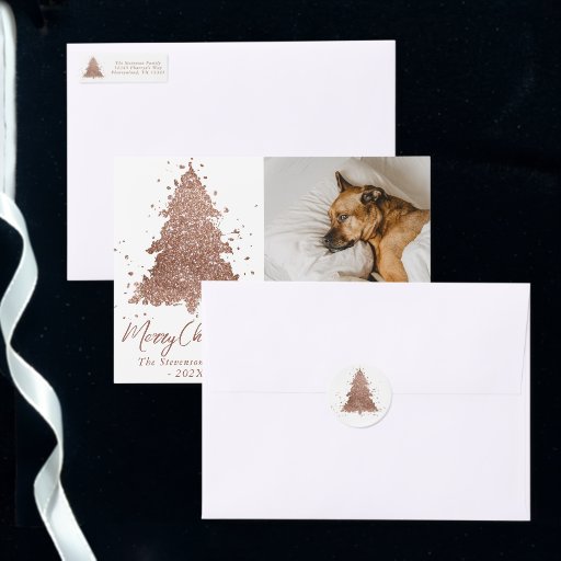 Posh Tree Pattern | Glam Rose Gold Blush Christmas Brushed Polyester ...
