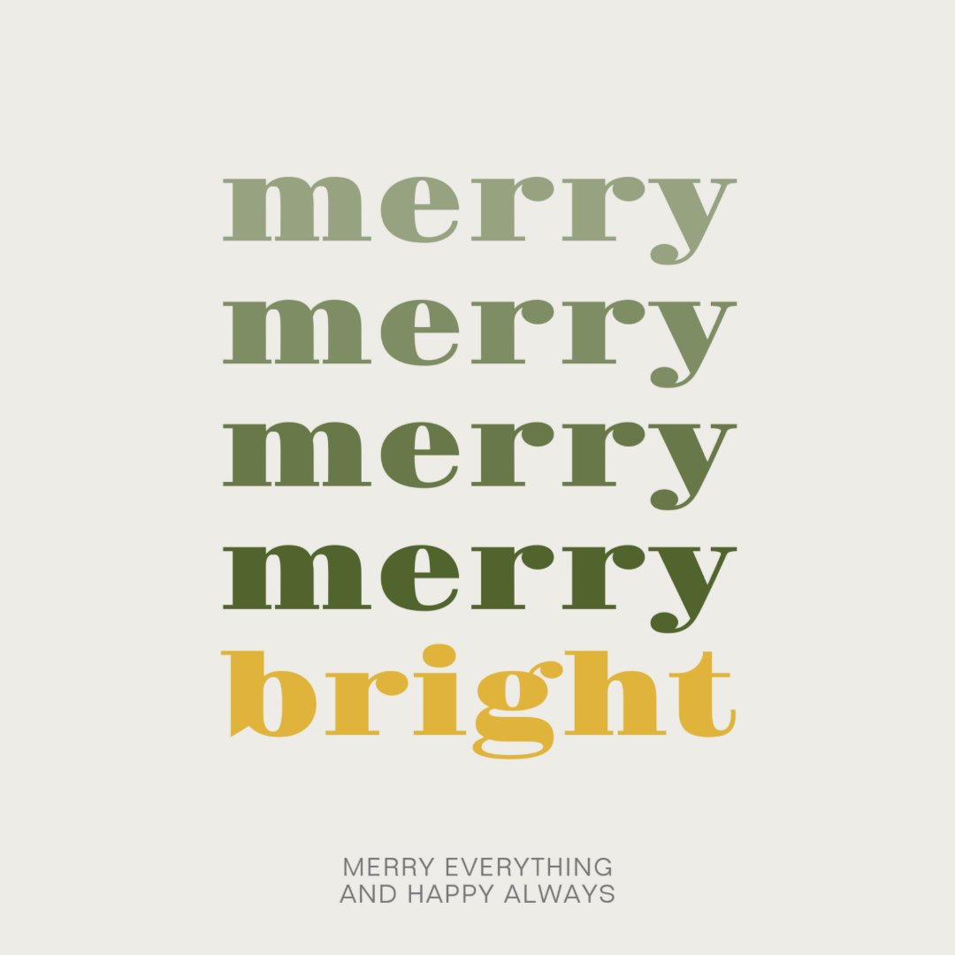 Merry and Bright Minimalist Green Holiday Graphic Poster | Zazzle