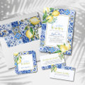 Ciao Baby Blue Tile Citrus Lemon Baby Shower Napkins | Zazzle