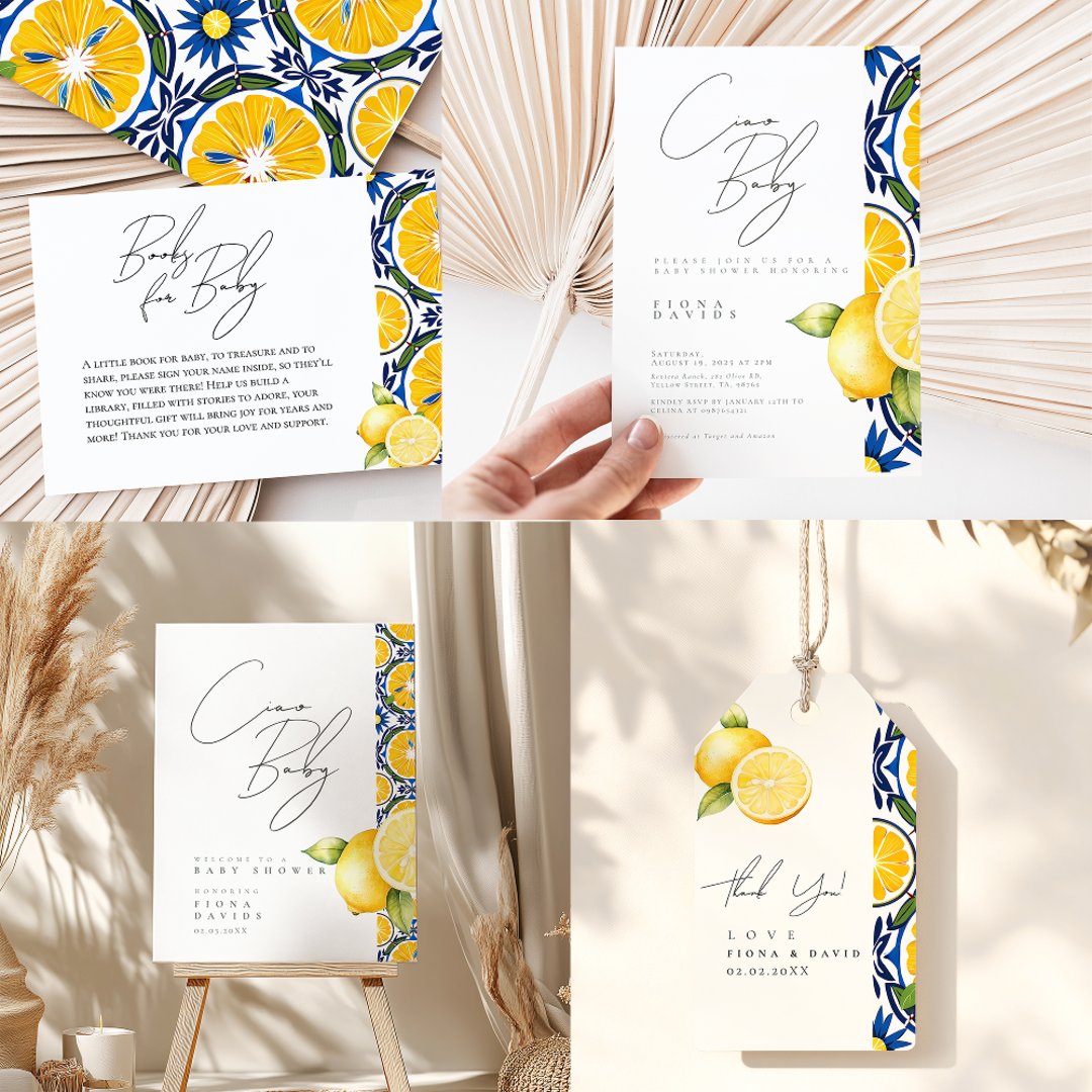 Ciao Baby Shower Lemon themed Shower Invitation | Zazzle