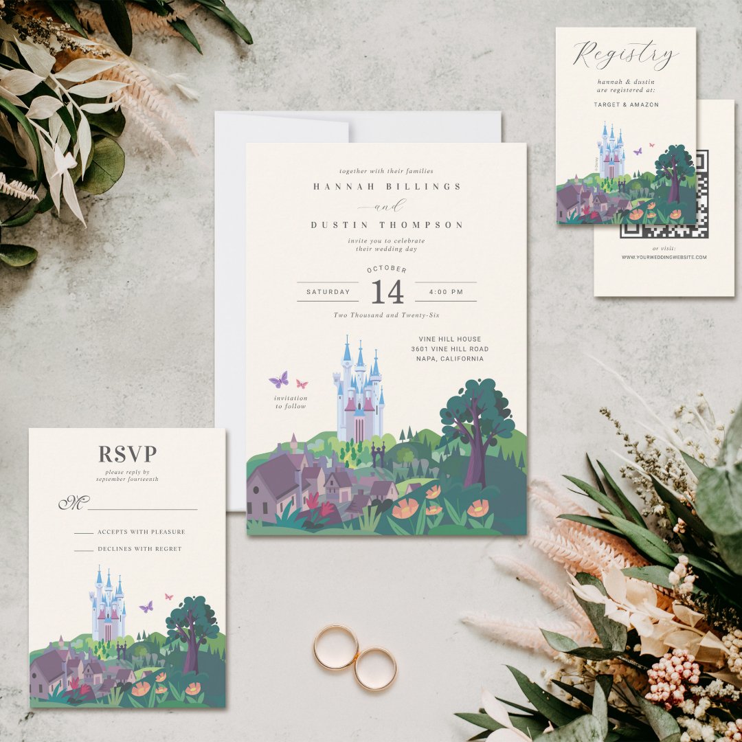 Cinderella's Whimsical Castle Wedding Invitation | Zazzle