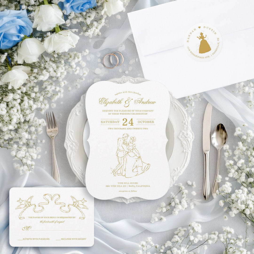 Gold Cinderella Bridal Shower Invitation | Zazzle