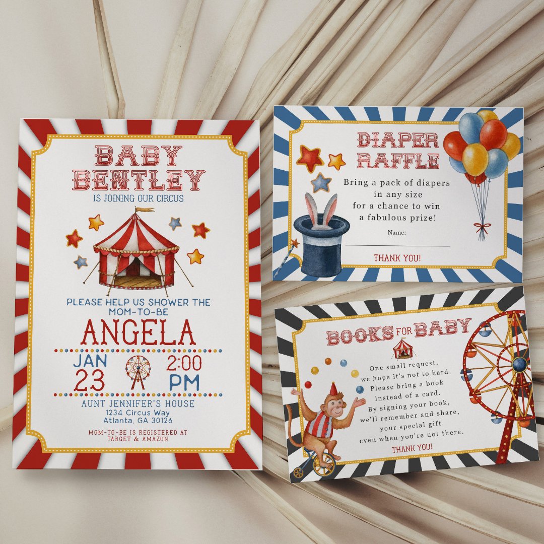 Circus Carnival Birthday Invitation Postcard | Zazzle