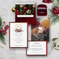 Christmas Crest Monogram Wedding Save the Date Magnetic Invitation | Zazzle