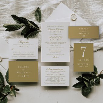 Classic Elegant Antique Gold Wedding Invitation | Zazzle