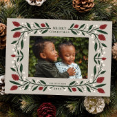 Classic Elegant Floral Frame Christmas Photo Holiday Card | Zazzle