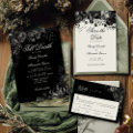 Classic Gothic Black Moon Monogram Wedding Invitation | Zazzle