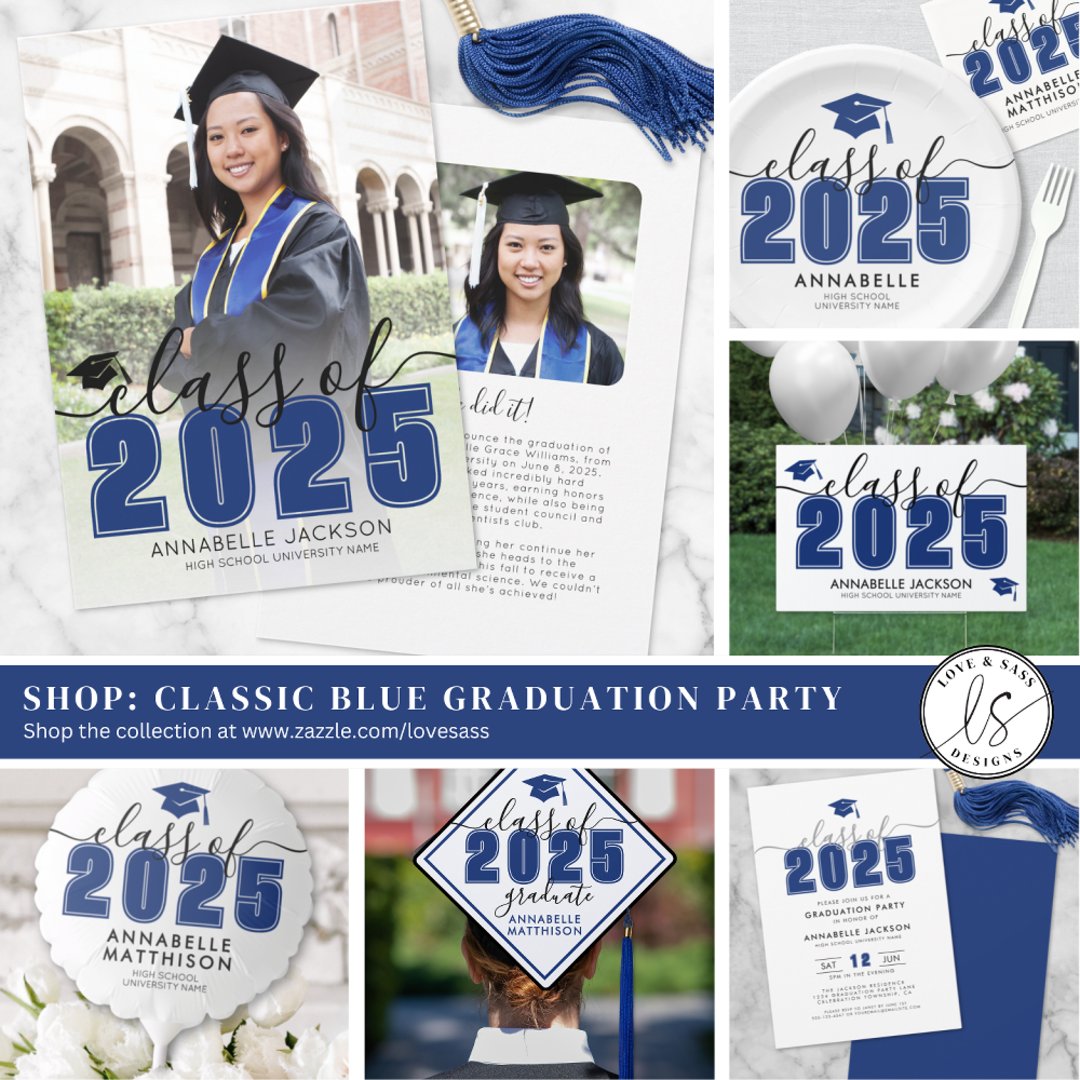 Graduate Class Of 2025 Blue Graduation Party Paper Plates | Zazzle