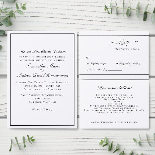 Traditional Classic Formal Elegant Wedding Invitation | Zazzle