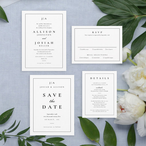 Classic Monogram Elegant Photo Wedding Invitation | Zazzle
