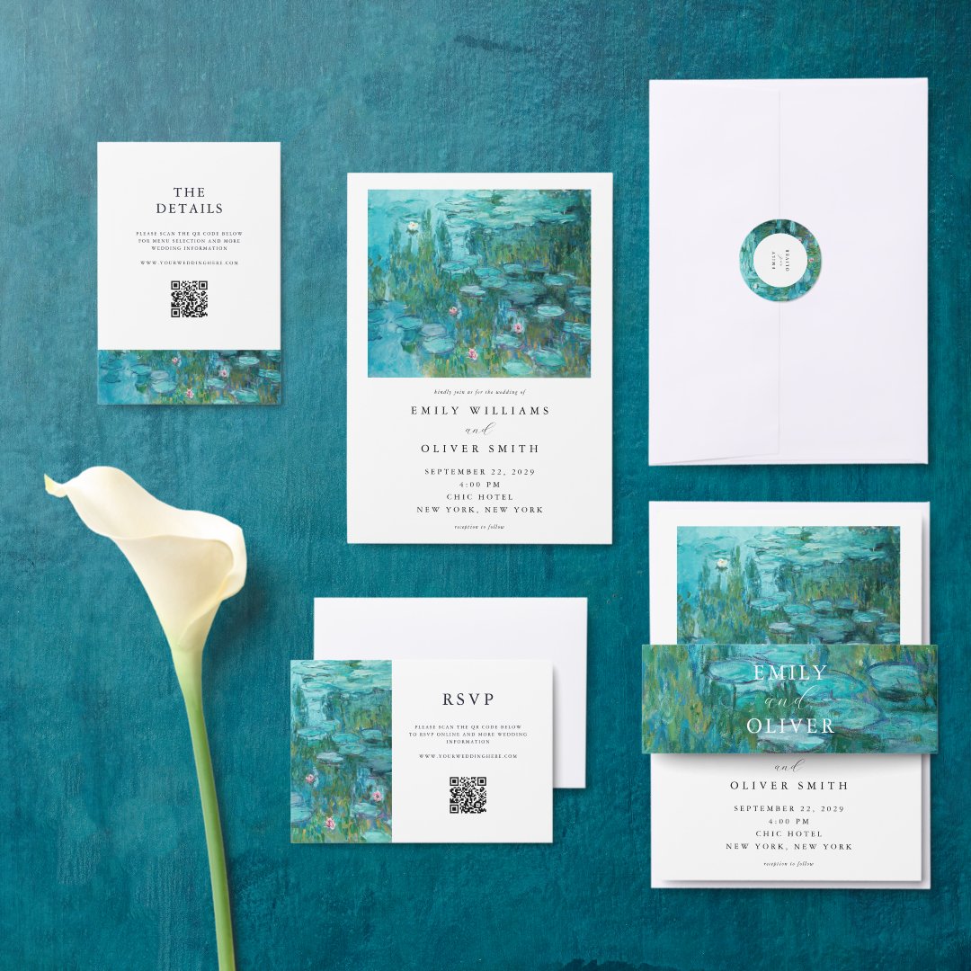 Claude Monet Water Lilies Wedding Invitation | Zazzle