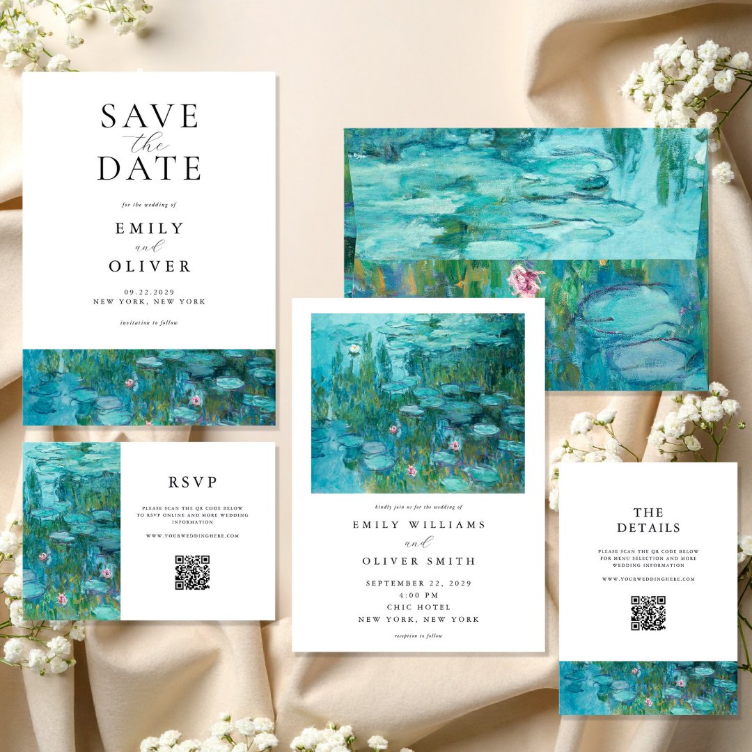 Claude Monet Water Lilies Wedding Invitation | Zazzle