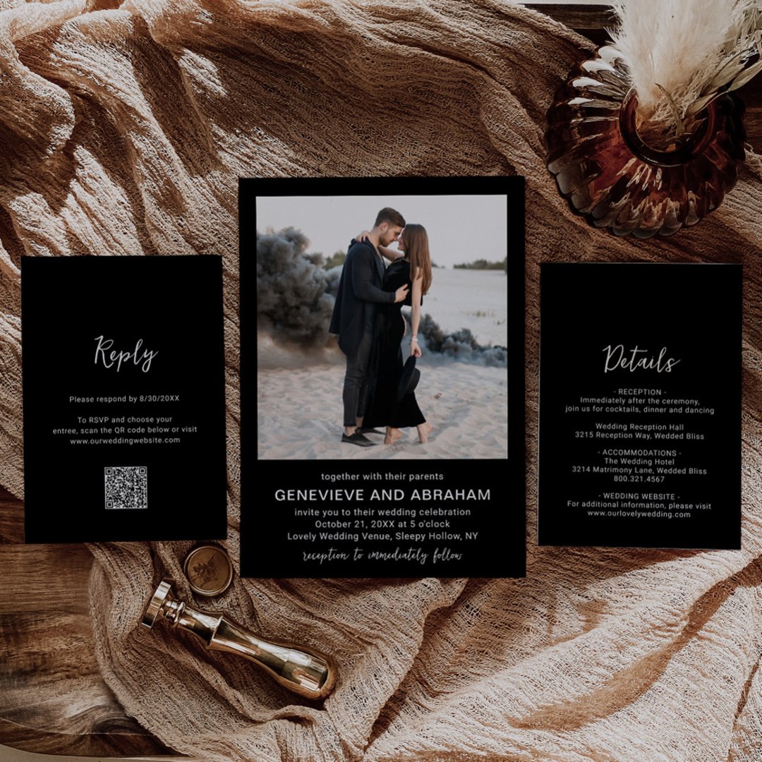 Clean Black Photo Modern Wedding Welcome Sign | Zazzle