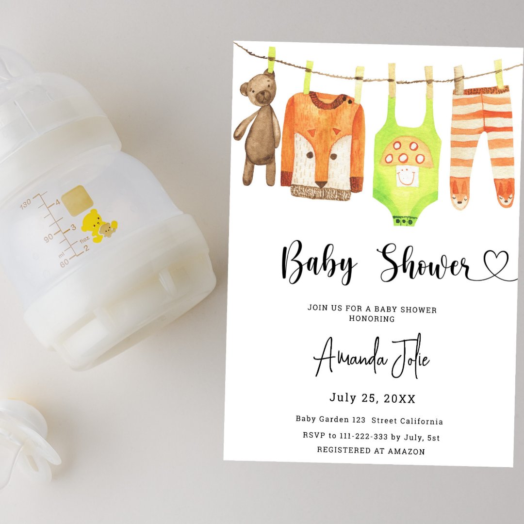 Baby clothesline - baby shower welcome poster | Zazzle