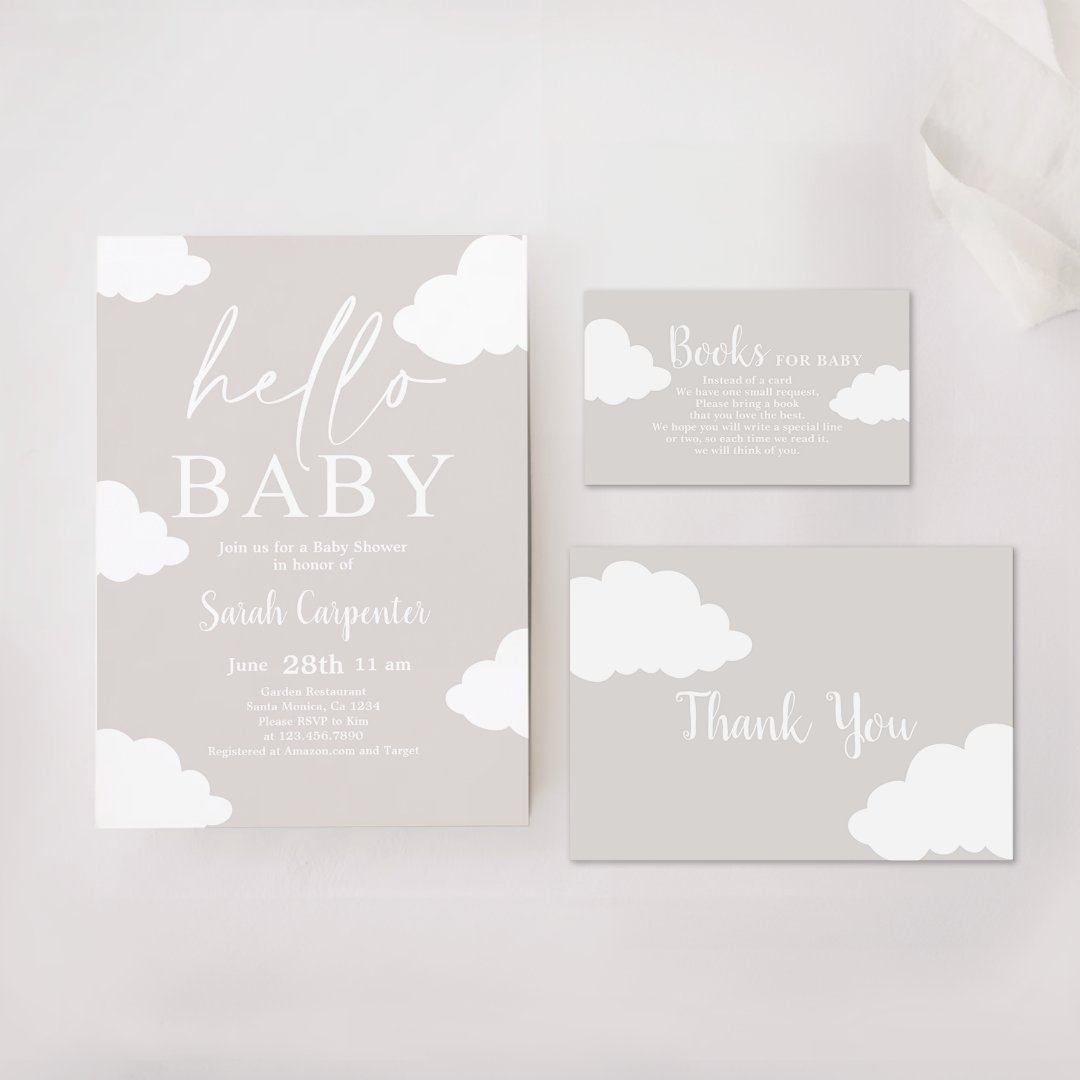 Cloud Minimalist Baby Shower Invitation | Zazzle