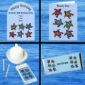 Group of Colorful Turtles Abstract Markings Blue Desk Name Plate | Zazzle