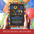 Colorful Building Blocks Birthday Boy Thank You Card | Zazzle