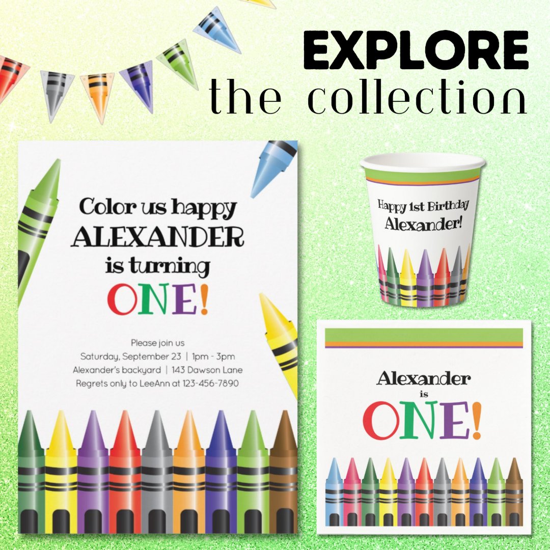Crayon Kids 1st Birthday Party Photo Banner | Zazzle