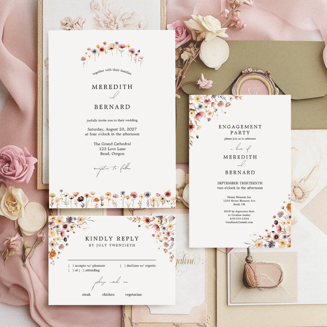 Formal Colorful Floral Wedding Acrylic Invitations | Zazzle