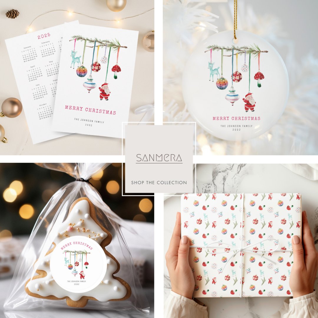 Colorful Simple Merry Christmas Classic Round Sticker | Zazzle