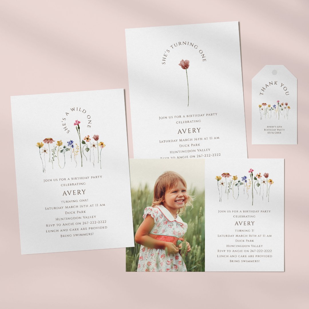 Colorful Wildflower Birthday Party Paper Paper Plates | Zazzle
