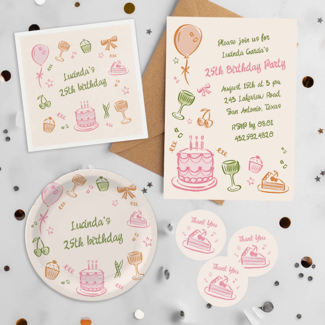 Blue Scribble Hand Drawn 30th Birthday Party Invitation | Zazzle