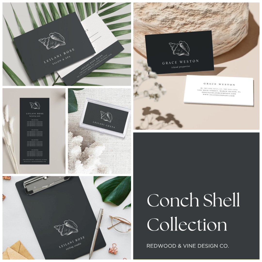 Elegant Silver Conch Shell Customer Thank You Card | Zazzle