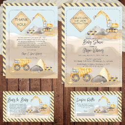 Construction Dump Truck Boy Baby Shower Invitation | Zazzle