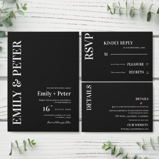 Contemporary Elegant Modern Minimalist Wedding Invitation | Zazzle