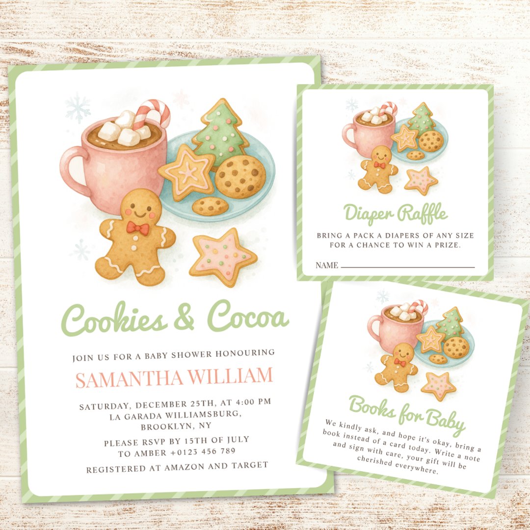 Cookies and Cocoa Winter Baby Shower Invitation | Zazzle
