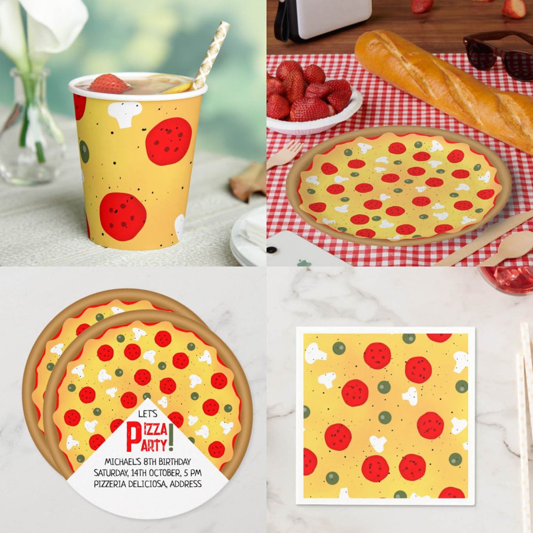 Cool fun pizza party kids birthday bunting flags | Zazzle