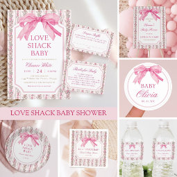 Coquette Pink Bow Love Shack baby Shower Invitation | Zazzle