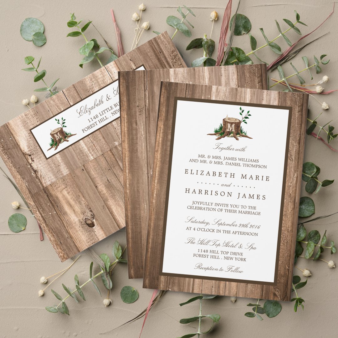 Country Monogram Tree & Wood Wedding Seating Chart | Zazzle