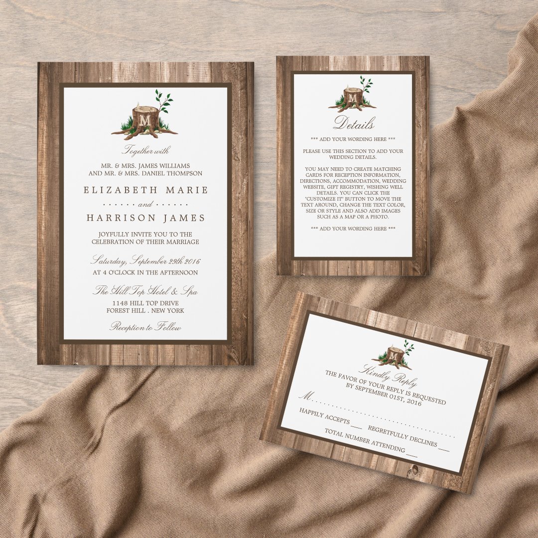 Country Rustic Monogram Tree & Wood Wedding Square Sticker | Zazzle