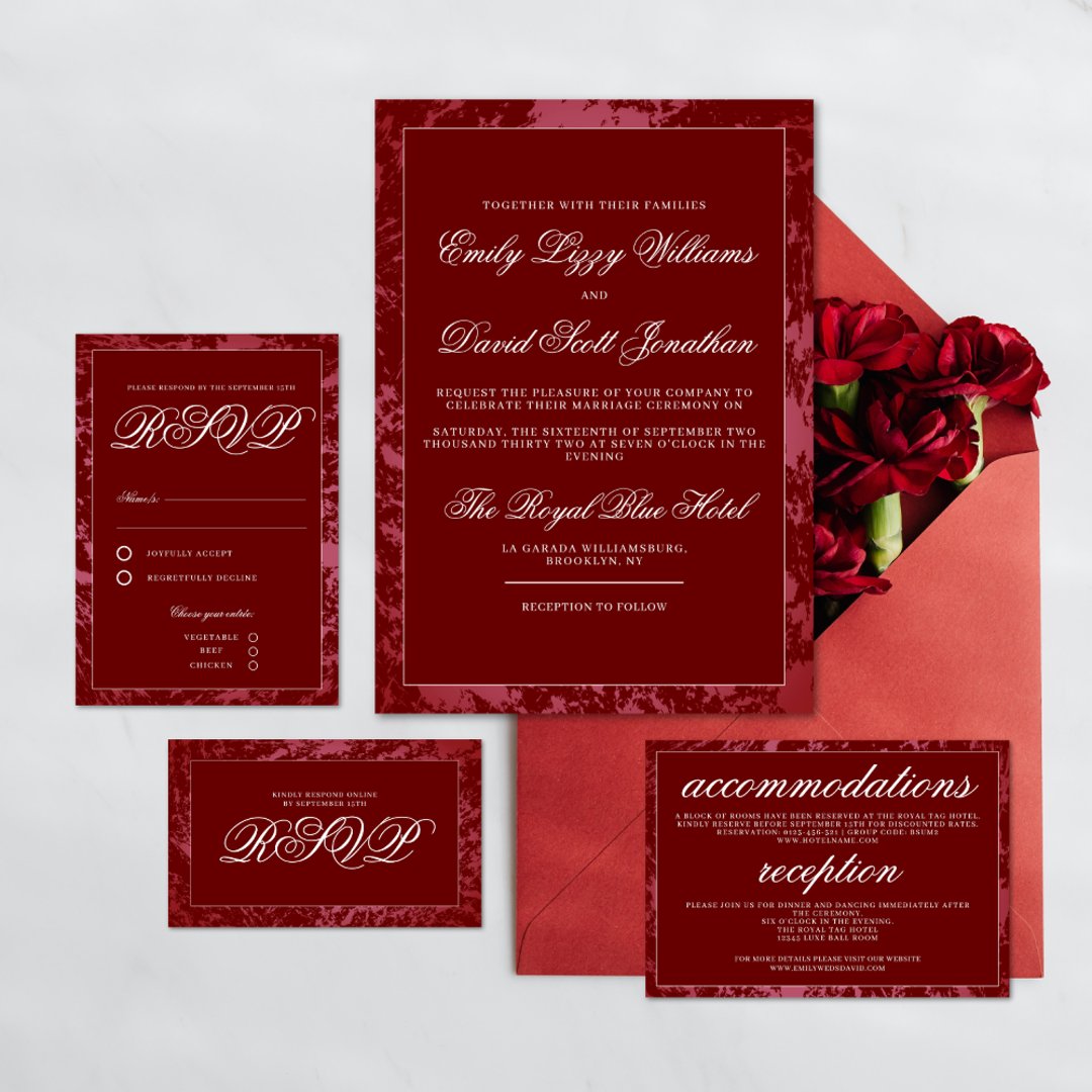Crimson Red Classic Calligraphy Script Elegant Invitation | Zazzle