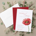 Elegant Crimson Red Poppy Floral Wedding Invitation | Zazzle