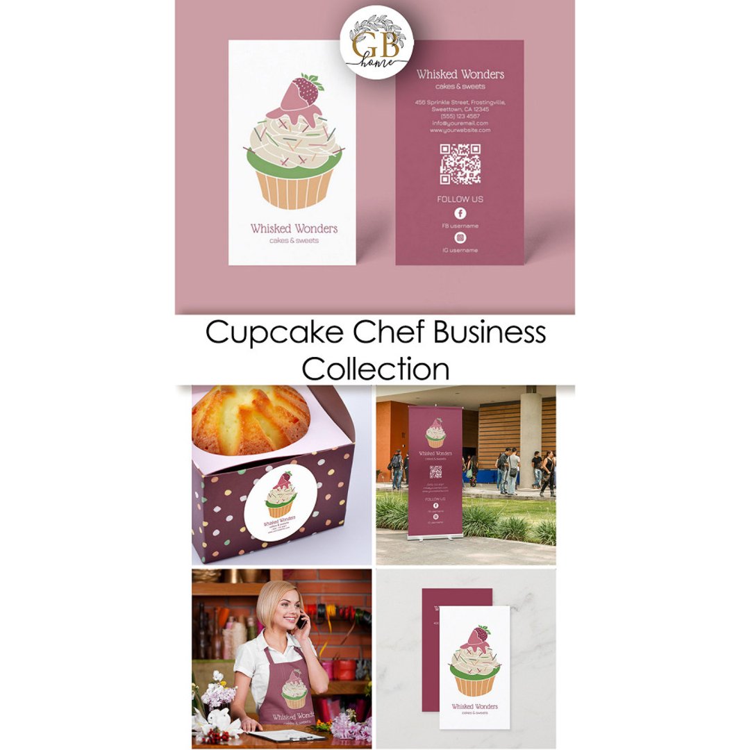 Cupcake Bakery Pastry Chef QR Code Business Card | Zazzle
