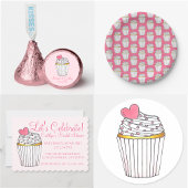 Pink Heart Love Cupcake Bridal Shower Wedding Cake Topper | Zazzle