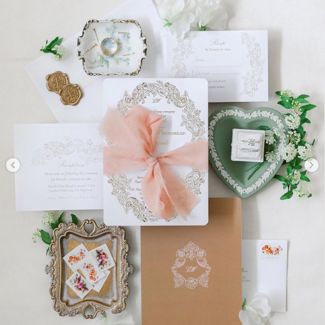 Elegant Baroque Crest Monogram Wedding Foil Invitation | Zazzle