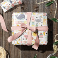 Cute Baby Girl Pink Pattern with Name Baby Shower Wrapping Paper | Zazzle