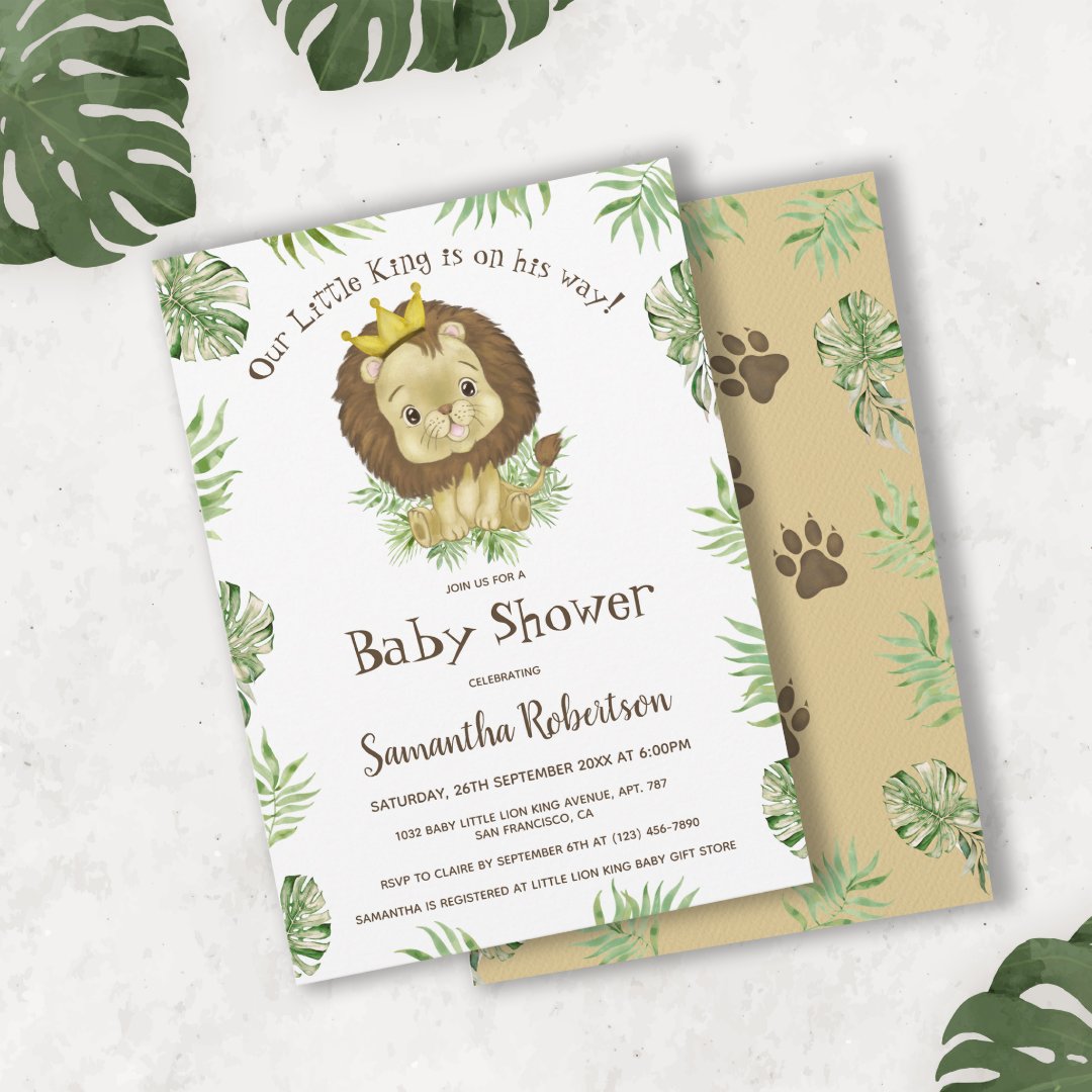 Cute Baby Lion King Watercolor Jungle Baby Shower Invitation | Zazzle